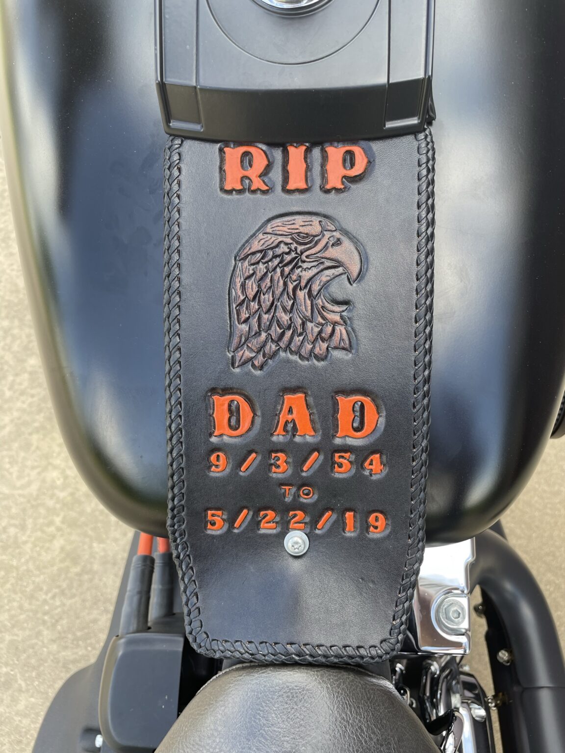 Memory Plaque on Harley Davidson
